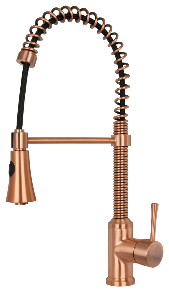Copper Pre-Rinse Spring Kitchen Faucet with Pull Down Sprayer ...