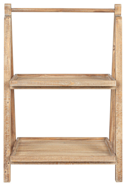 Rustic 2-Tier Wood Folding Stand/Shelf, Natural - Rustic - Display And ...