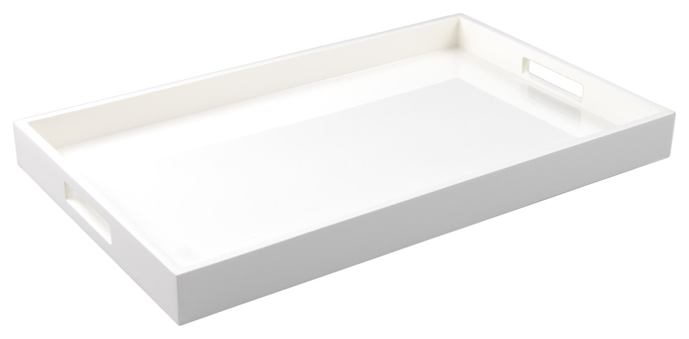 Lacquer Rectangle Tray, White - Contemporary - Serving Trays - by ...