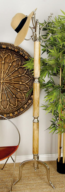 Tall Coat Rack, Unique Design With Light Brown Wooden Accents and ...