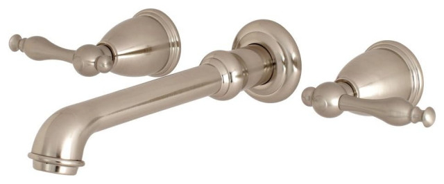 Wall Mounted Tub Faucet, Large Spout With Widespread Levers ...