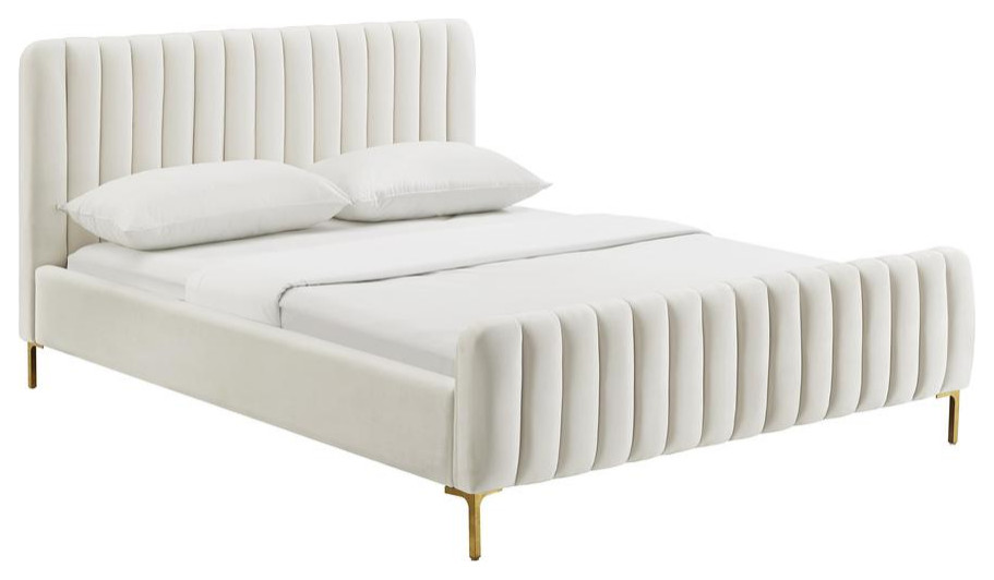 Angela Cream Bed, Full - Contemporary - Platform Beds - by BisonOffice ...