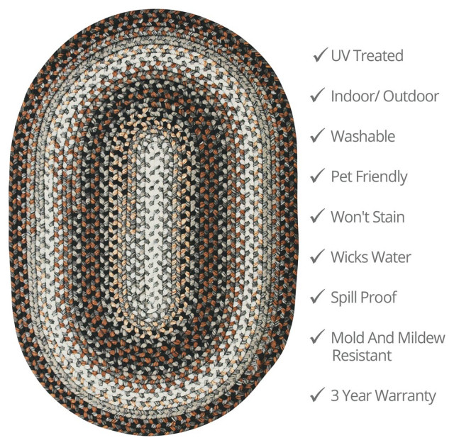 Homespice Decor Midnight Moon Indoor/Outdoor Braided Rug 6'x9' Oval ...