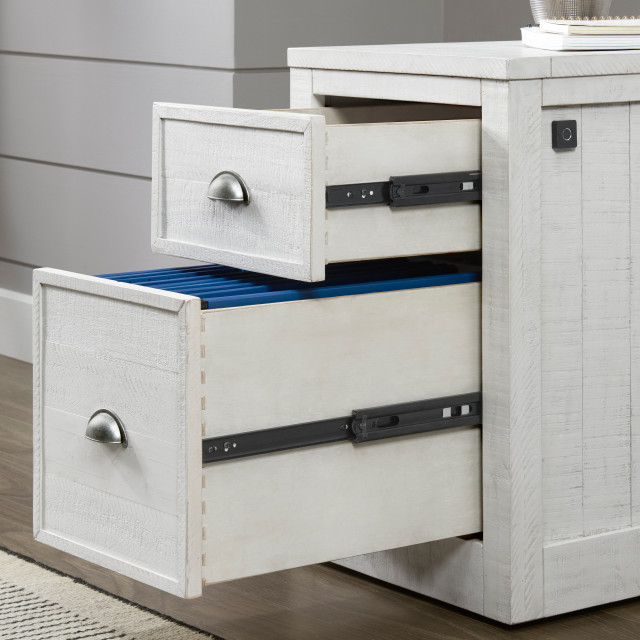 Monterey 2-drawer File Cabinet With Fingerprint Lock, White Stain ...