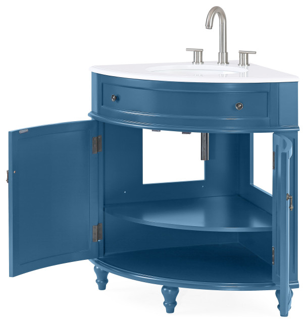 24" Triadsville Cottage Style Teal Blue Bathroom Sink Vanity - Eclectic ...