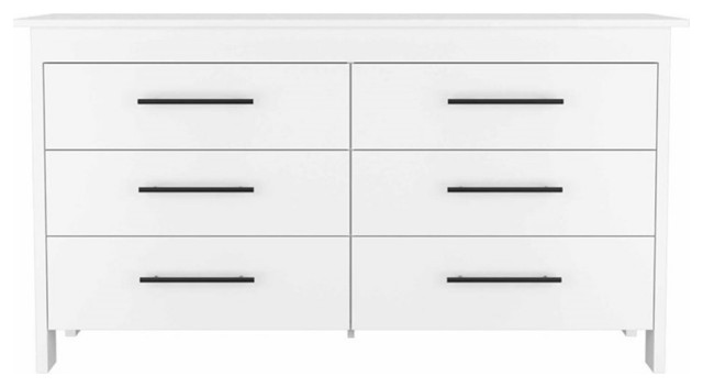 FM Furniture Luxor Modern Wood Bedroom Double Dresser with 6-Drawer in ...