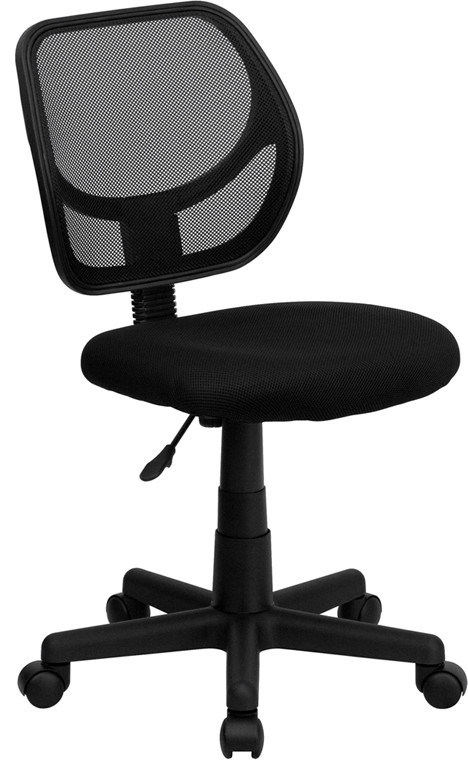 Low Back Black Mesh Swivel Task Office Chair with Curved Square Back ...