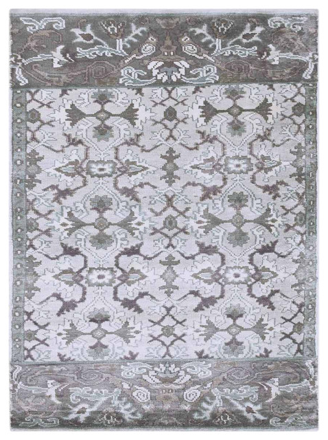 Hand Knotted Viscose Area Rug Oriental Multicolor, [Rectangle] 5'x8 ...