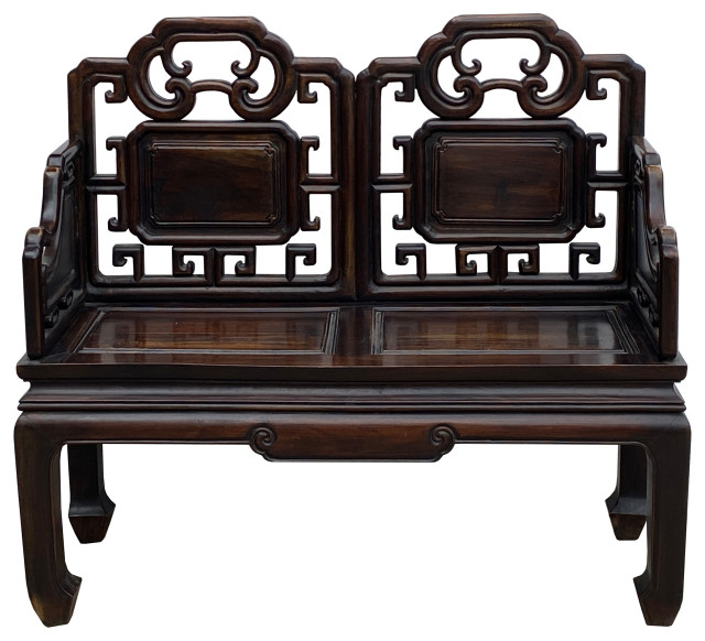 Vintage Chinese Fujian Double Seat Wood Opera Bench with Back Hcs7804 ...
