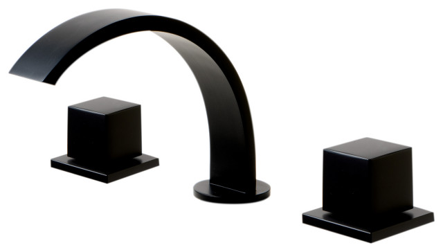Black Matte Widespread Modern Bathroom Faucet - Transitional - Bathroom ...