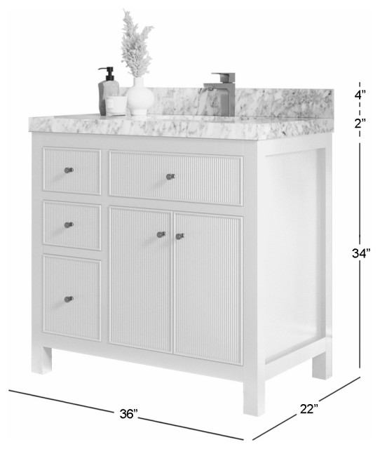 Willow Collection Sonoma 36 Right Offset Bath Vanity, 36" Right Offset - Transitional - Bathroom ...