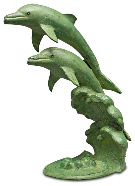 Leaping Dolphins Garden Spitter - Beach Style - Garden Statues And Yard ...