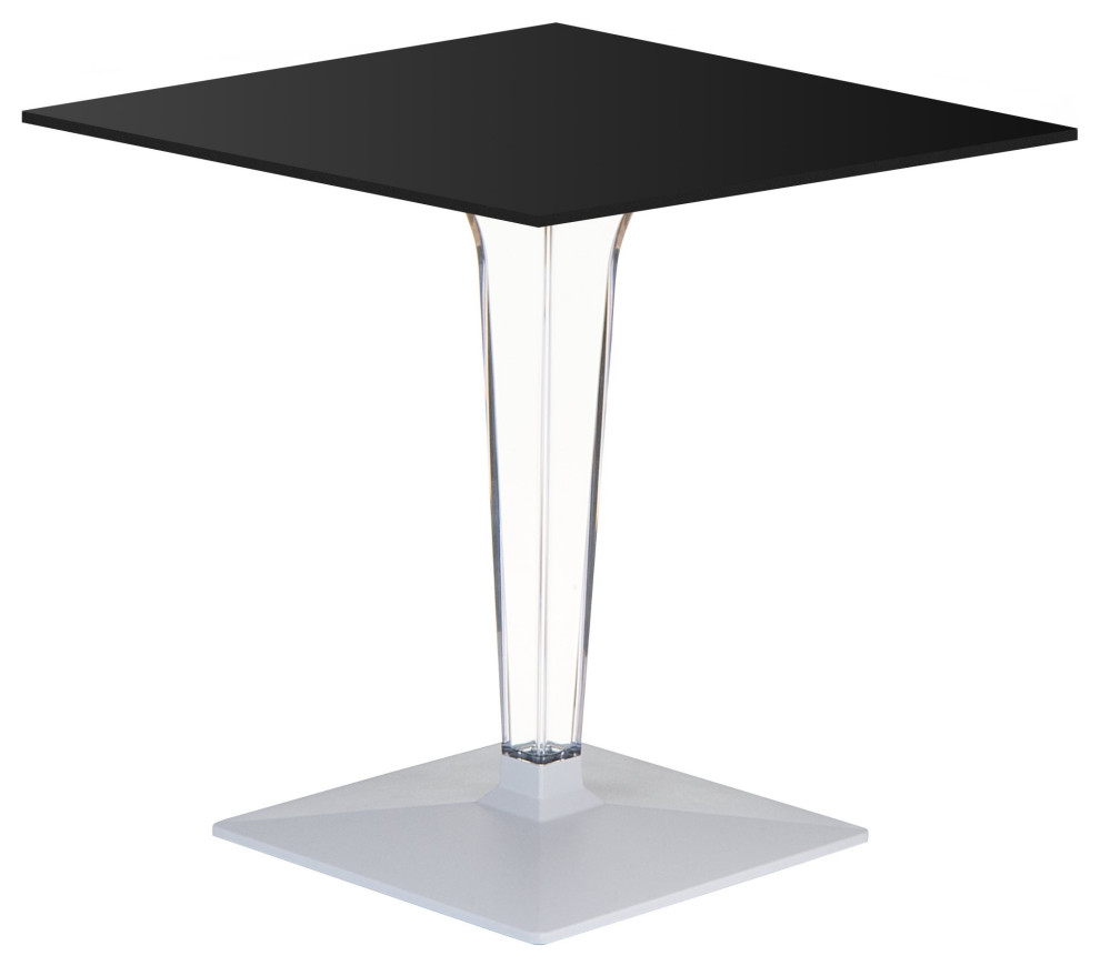 Ice HPL Top Square Table with Transparent Base 24 inch Black ...