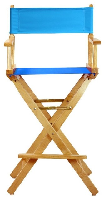 30" Director's Chair, Natural Frame, Turquoise Canvas - Contemporary ...