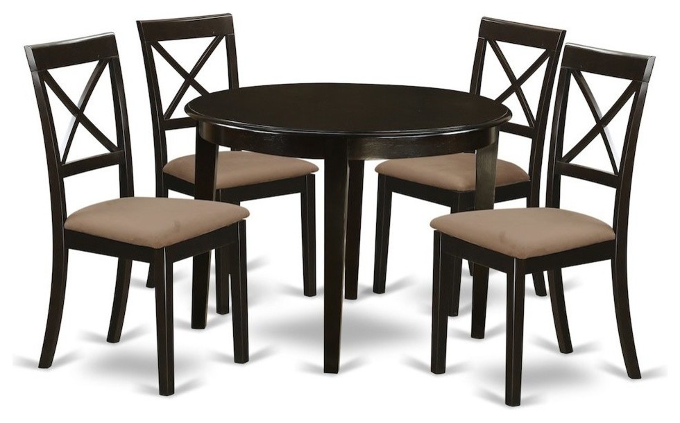 5-Piece Small Kitchen Table Set, Round Table And 4 Dining Chairs ...