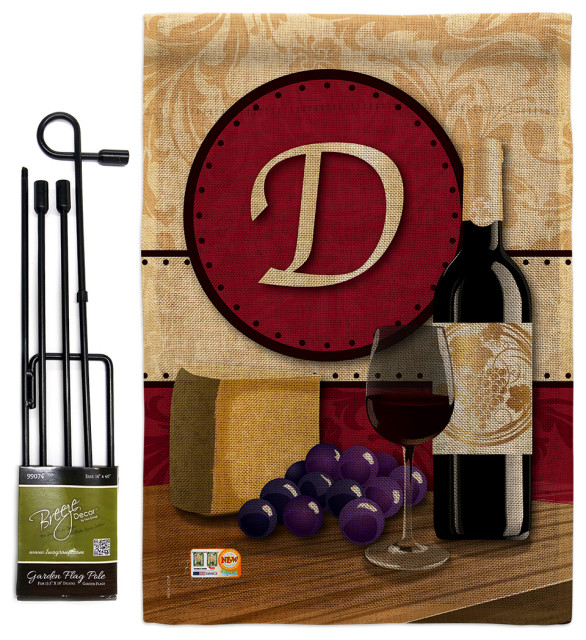 Wine D Initial Happy Hour & Drinks Wine Garden Flag Set - Modern ...