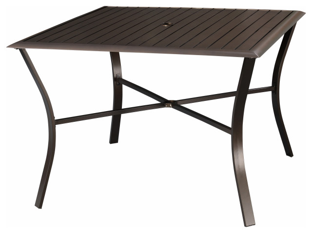 Aluminum Square Slats Table 42", Bronze - Transitional - Outdoor Dining ...