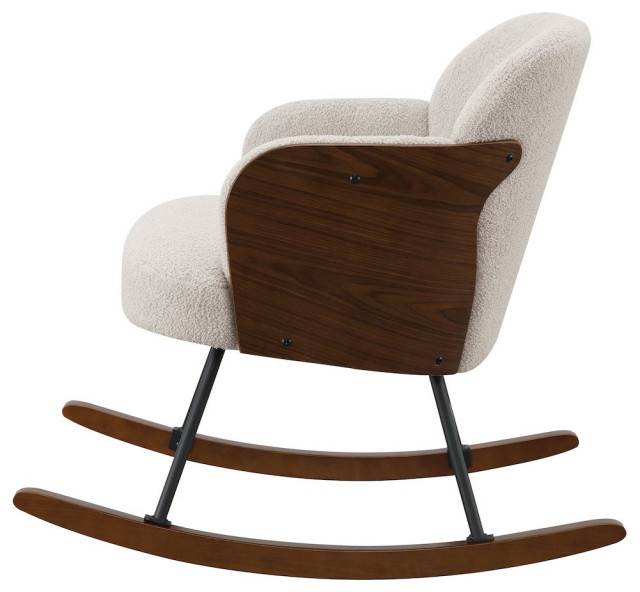 Paige Boucle Upholstered Mid Back Rocking Chair Beige - Contemporary ...