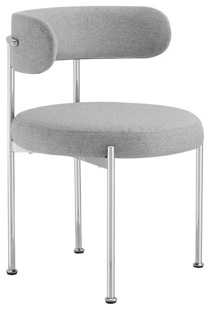Albie Fabric Dining Chairs - Set of 2 - Gray Silver - Contemporary ...