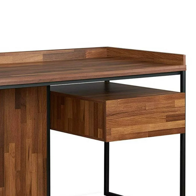 Modern Desk, Minimalist Design With Metal Frame & Multi Tone Brown ...