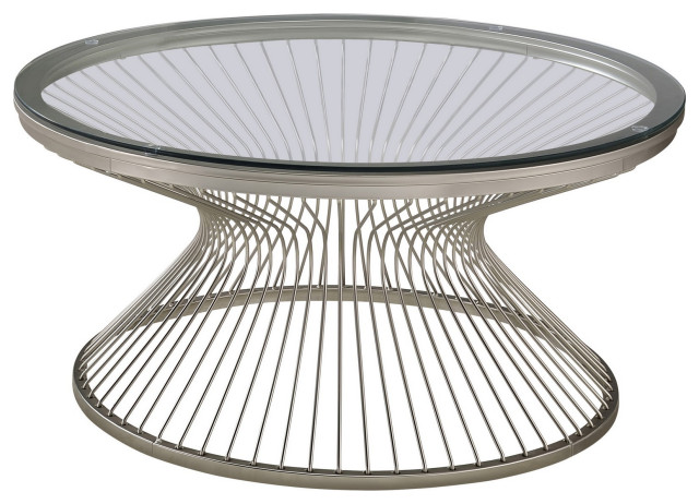 Benzara BM242059 Hourglass Shape Coffee Table With Metal Spoke Accents ...
