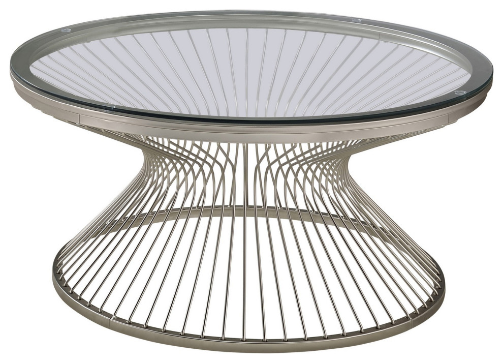 Benzara BM242059 Hourglass Shape Coffee Table With Metal Spoke Accents ...
