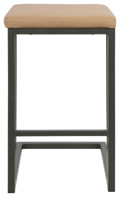 Roman Industrial Counter Stool, Gray/Camel Faux Leather, Set of 2 ...