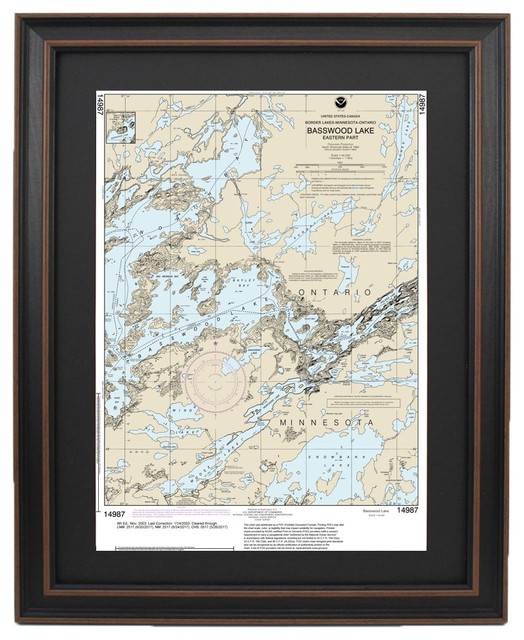 Poster Size Framed Nautical Chart, Basswood Lake, Eastern Part ...