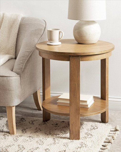 Transitional Side Table, Two Tiered Design Constructed With Hardwood ...