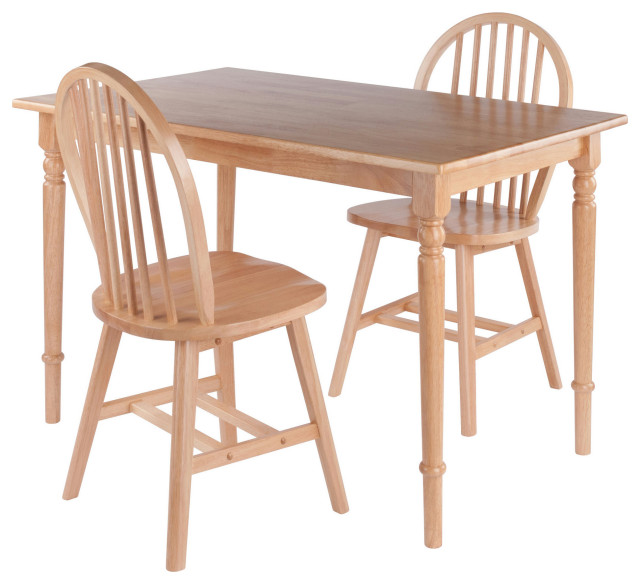 Ravenna 3-Pc Dining Table with Windsor Chairs, Natural - Traditional ...