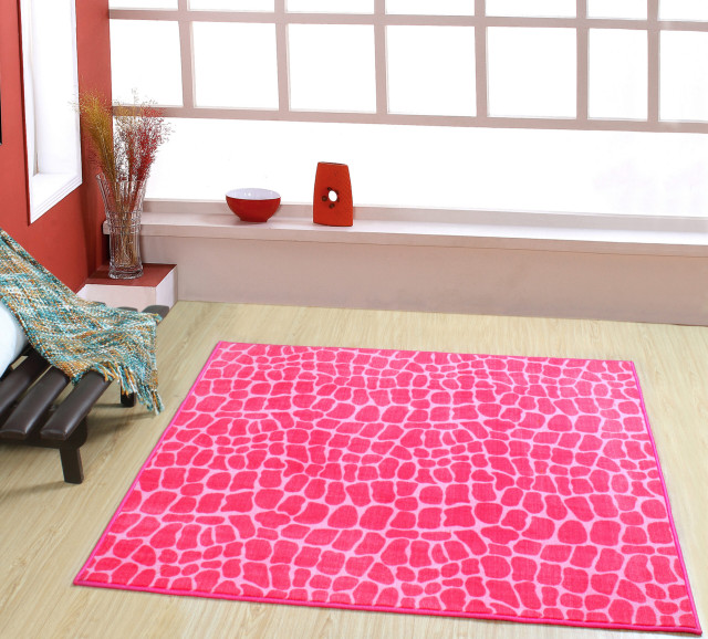 Giraffe Girly Giraffe Area Rug for Dining Room, Made In USA, 6' Square ...