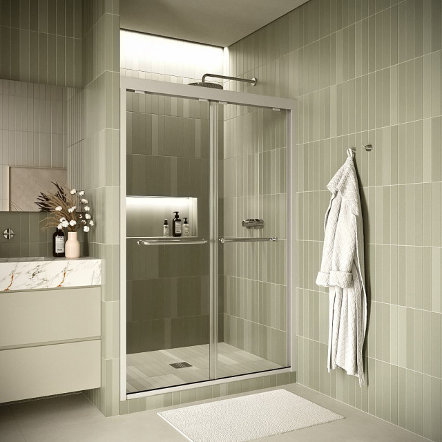 Tirso 60"x74" Sliding Shower Door, CrystalTech Treated 5/16" Tempered ...