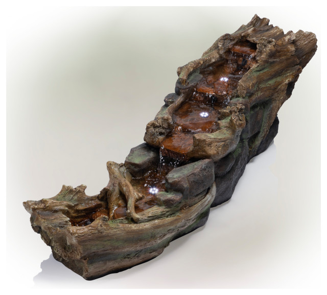 Rainforest River Rapids Fountain With LED Lights - Rustic - Outdoor ...