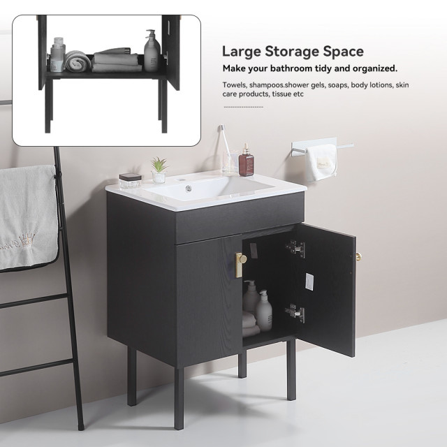 Gewnee 24" Bathroom Vanity with Metal Leg - Contemporary - Bathroom ...