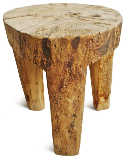 Rustic Naga Three Leg Wood Table 8 - Rustic - Side Tables And End ...