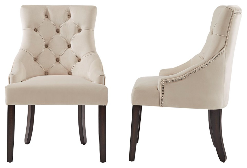 Set of 2 Accent Chair, Padded Velvet Seat With Diamond Button Tufted ...