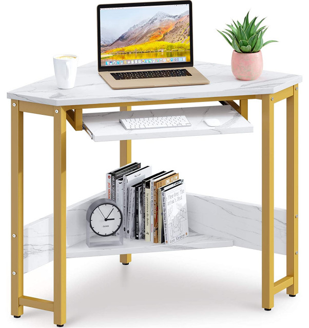 Triangle Computer Desk, Sturdy Steel Frame for Workstation with Smooth ...
