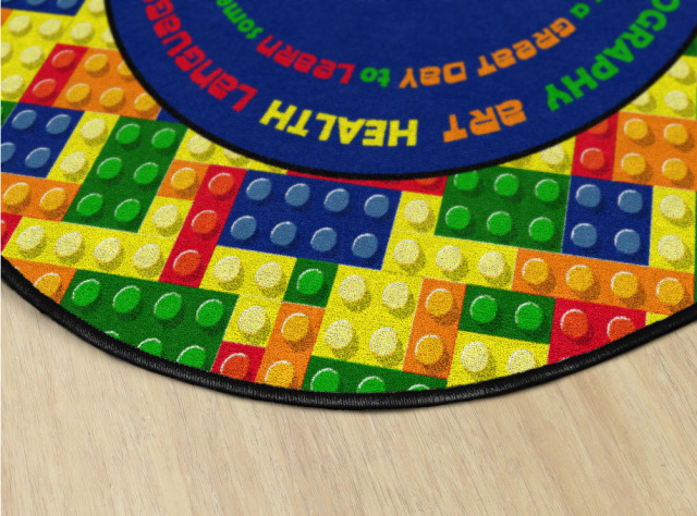 Flagship Carpets FE128-85A 6' Learning Blocks Round Educational Rug ...