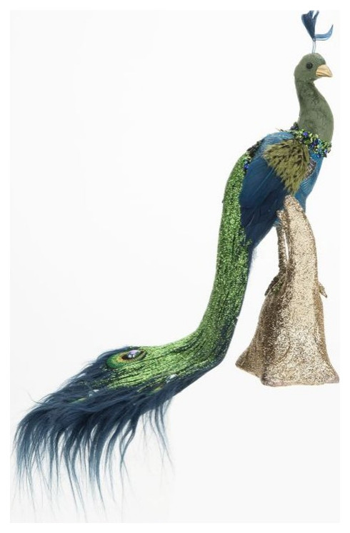 Mark Roberts 2021 Peacock On Ped, Green 13'' - Contemporary - Holiday ...