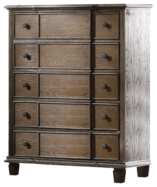 ACME Baudouin, 5-Drawers Chest, Weathered Oak, 26116 - Traditional ...