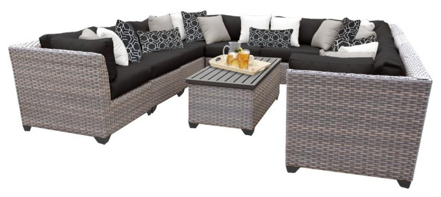 Florence 11 Piece Outdoor Wicker Patio Furniture Set 11a, Black ...
