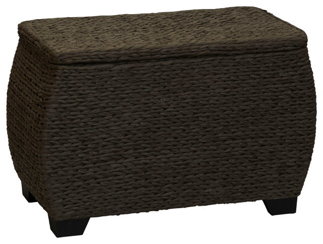 Large Curved Woven Storage Chest, Liner, Paper Rope - Beach Style ...