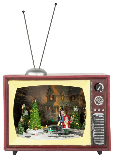 9.25" LED Lighted Animated and Musical TV Scene Christmas Display ...