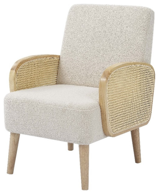 Partner Furniture Teddy Fleece Fabric Demarest Accent Chair in Almond ...