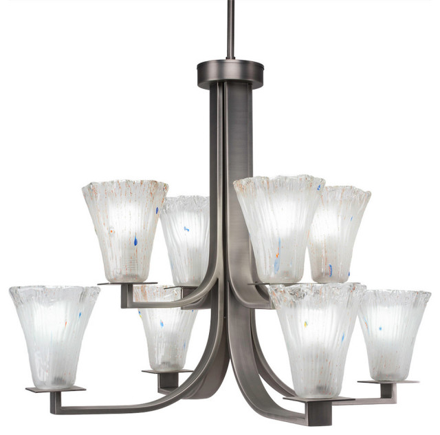Apollo 8-Light Chandelier, Graphite/Fluted Frosted Crystal ...