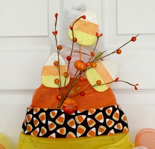 Halloween Candy Corn Witch Hat Deco Mesh Wreath Or Wall Decor ...