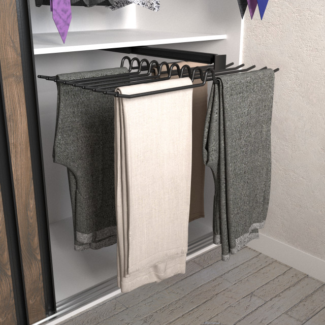 Pull Out Trousers Rack 18 Arms Black Clothes Organizer - Closet ...