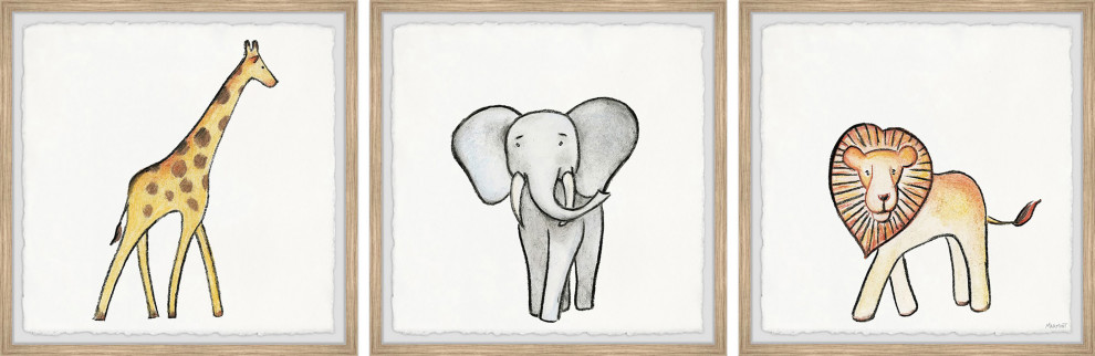 African Safari Animals Triptych, 96"x32" - Contemporary - Wall Accents ...