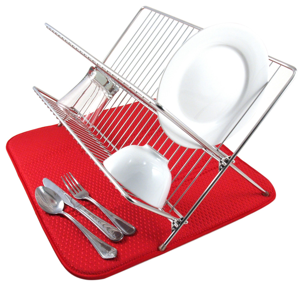 Envision Home Red Dish Drying Mat, 16 x 18 Inch - Transitional - Dish ...