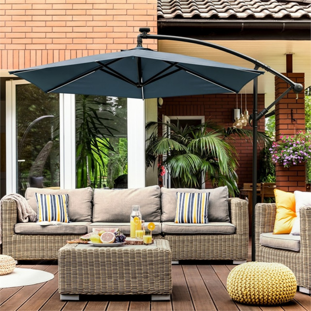 Greemotion Set of 2 Glam 10Ft Blue Cantilever Fabric Patio Umbrella ...